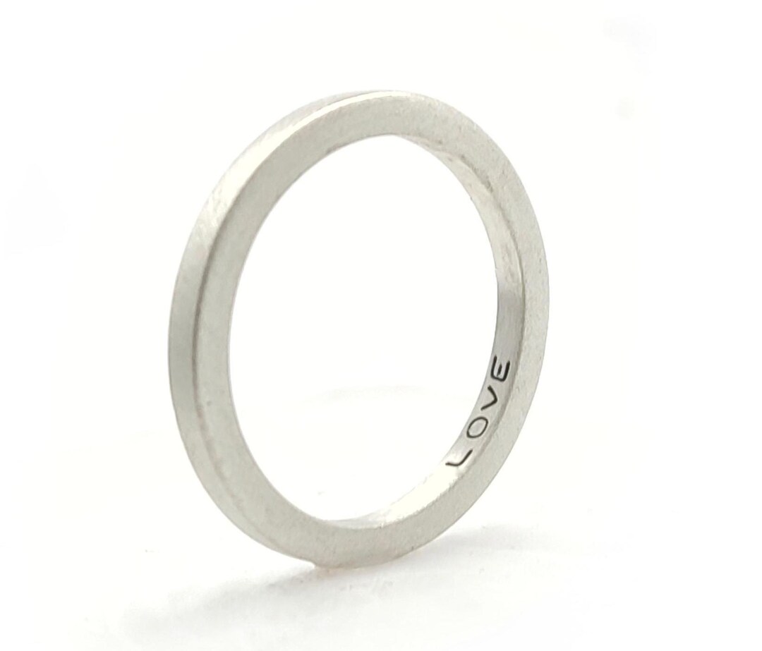 1.5 Mm Square Full Brushed Silver Ring,sterling Silver 1.5mm Full Brushed Ring,danity Band, 925 ...