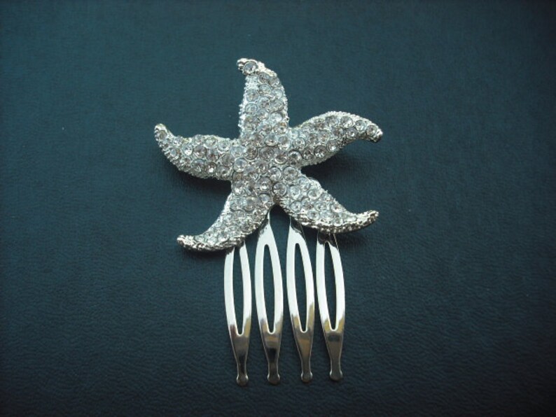 Bridal Hair Comb, Starfish Collection Version 3, Silver Rhinestone Hair ...