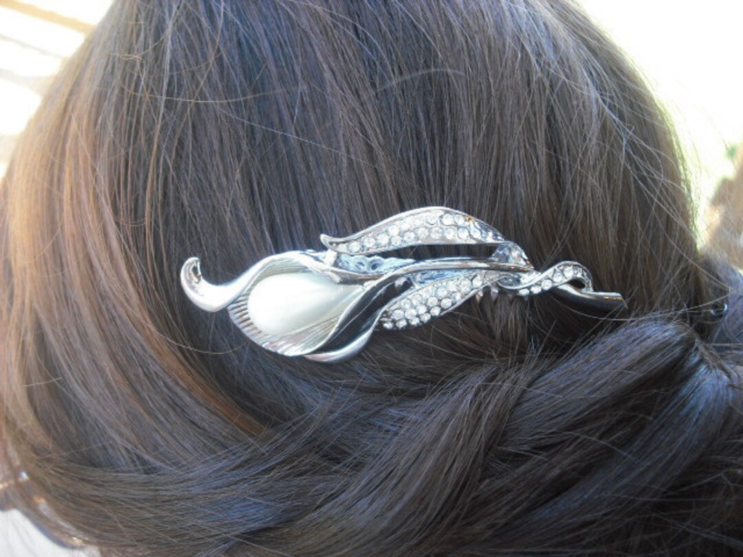 Abigail Collection, Rhinestone Hair Comb, Calla Lilly Flower Bridal ...