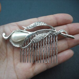 Abigail Collection, Rhinestone Hair Comb, Calla Lilly Flower Bridal ...