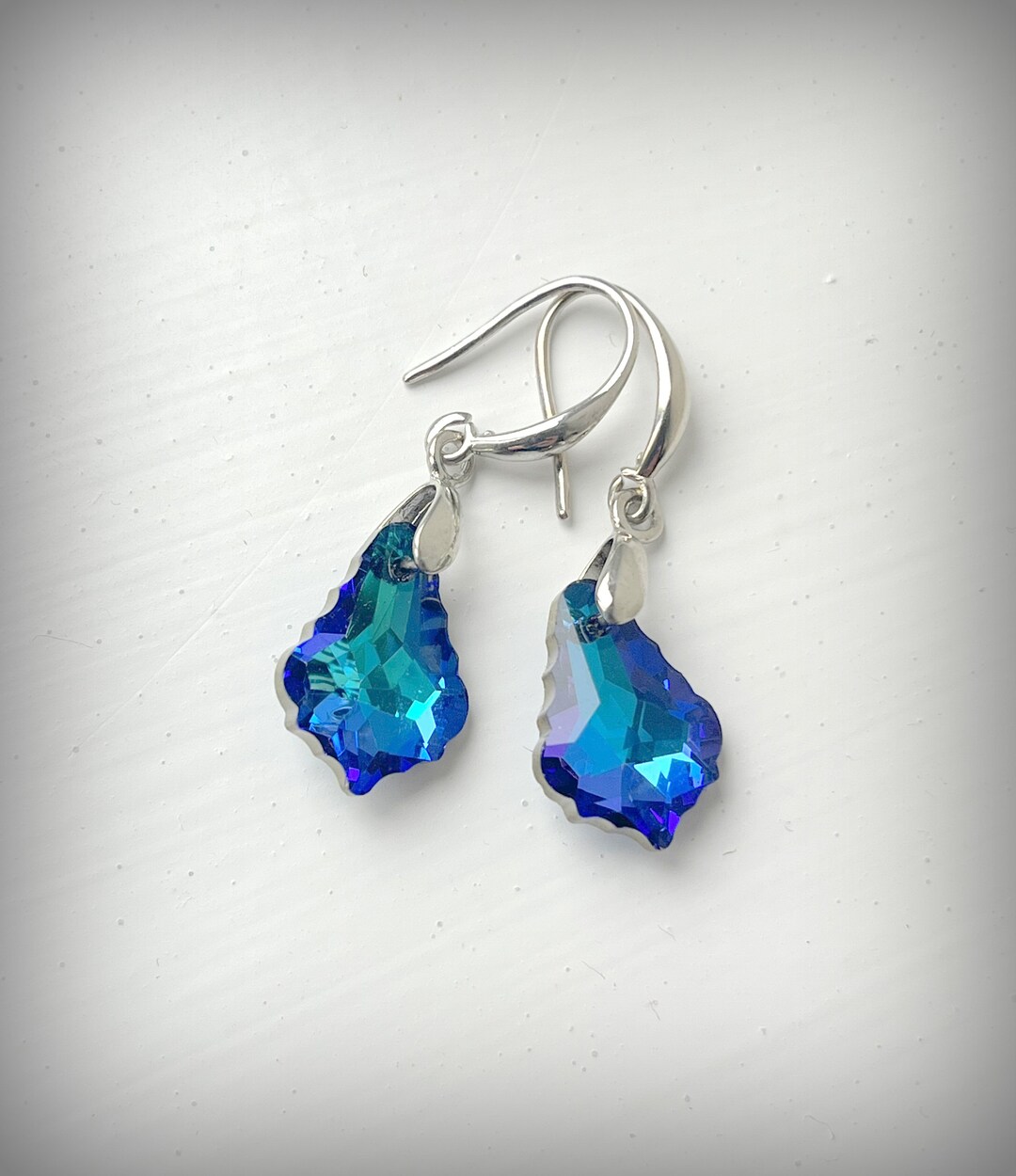 Vintage Style Crystal Blue Green Ornate Earrings // Etsy UK // Earrings ...