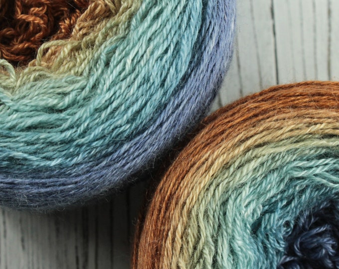 Grand Prismatic Gradient, 150 G Wanderlust Fingering, BFL Wool/silk ...