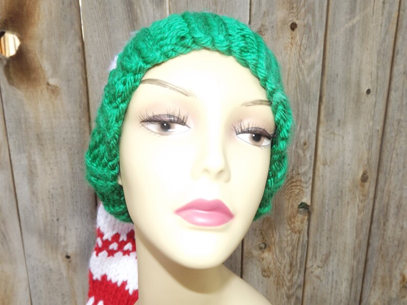 Custom Order-santa Hat-stocking Cap--hand Knit-red, Green and White ...