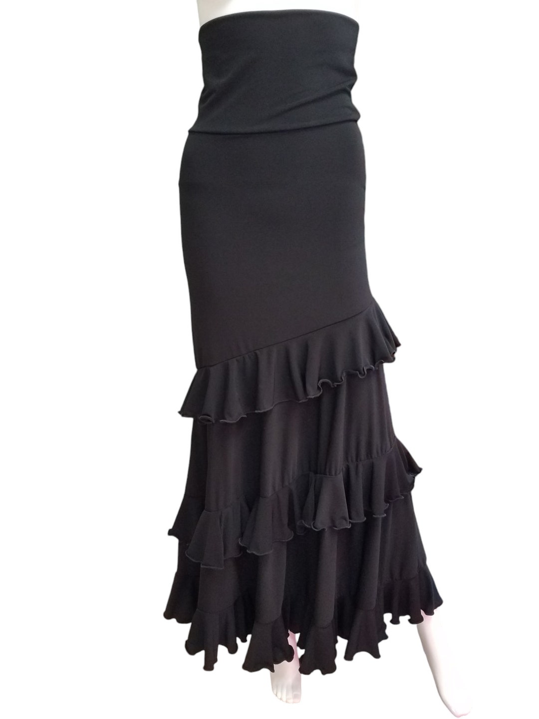 Flamenco Rehearsal Skirt Falda De Flamenco Black Stretch Hip Hugger - Etsy