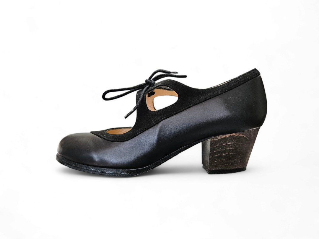 Flamenco Shoes Professionals Brand New Candor Black Leather Suede Short ...