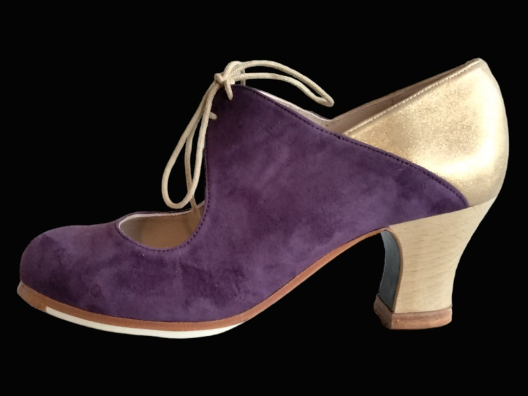 Flamenco Shoes Professionals Brand New Arty Purple Suede and Gold ...