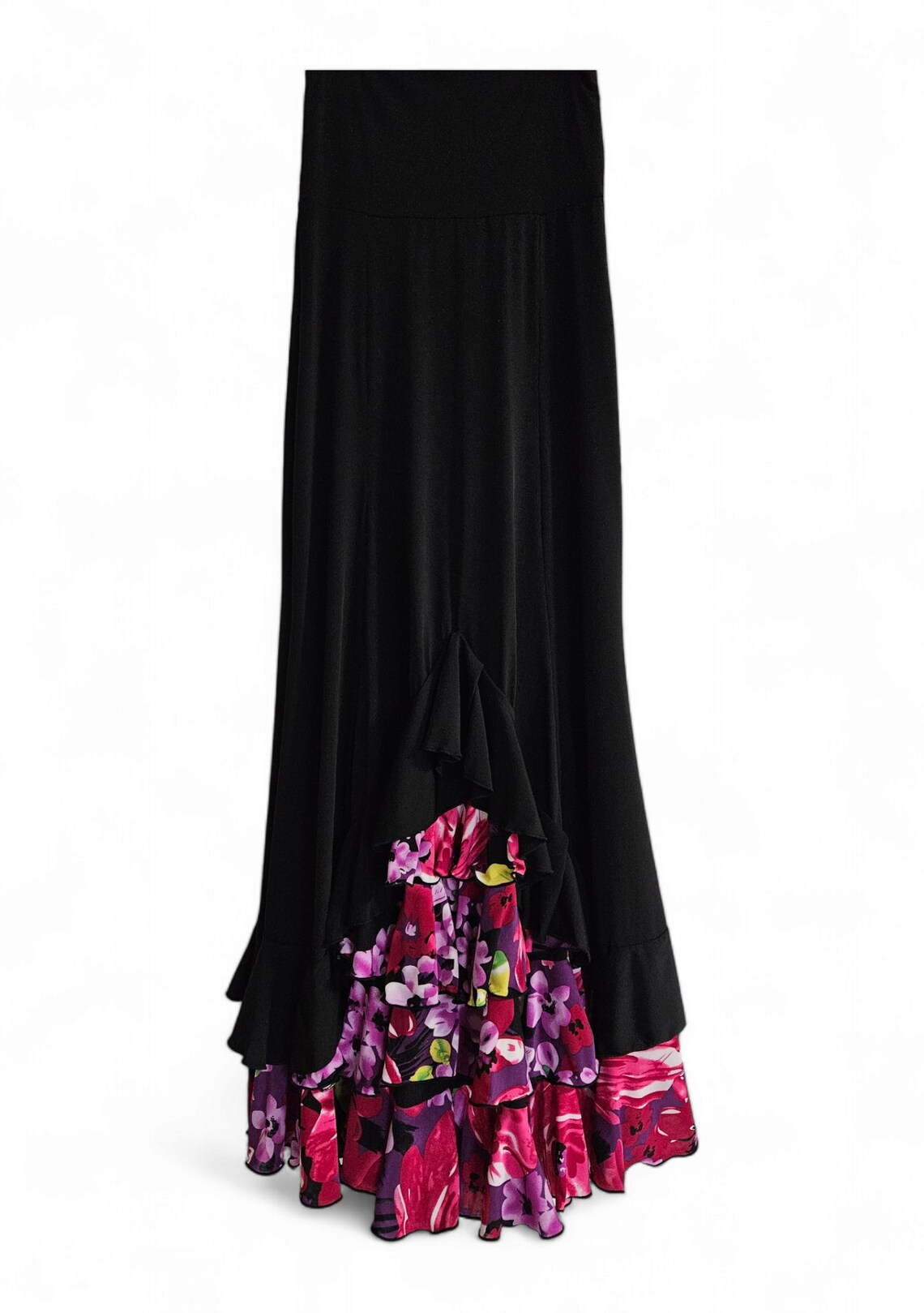 Flamenco Skirt Falda De Flamenco Rehearsal BLACK Floral Ruffles - Etsy