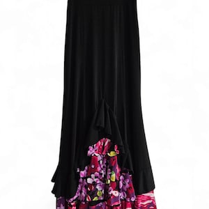 Flamenco Skirt Falda De Flamenco Rehearsal BLACK Floral Ruffles - Etsy