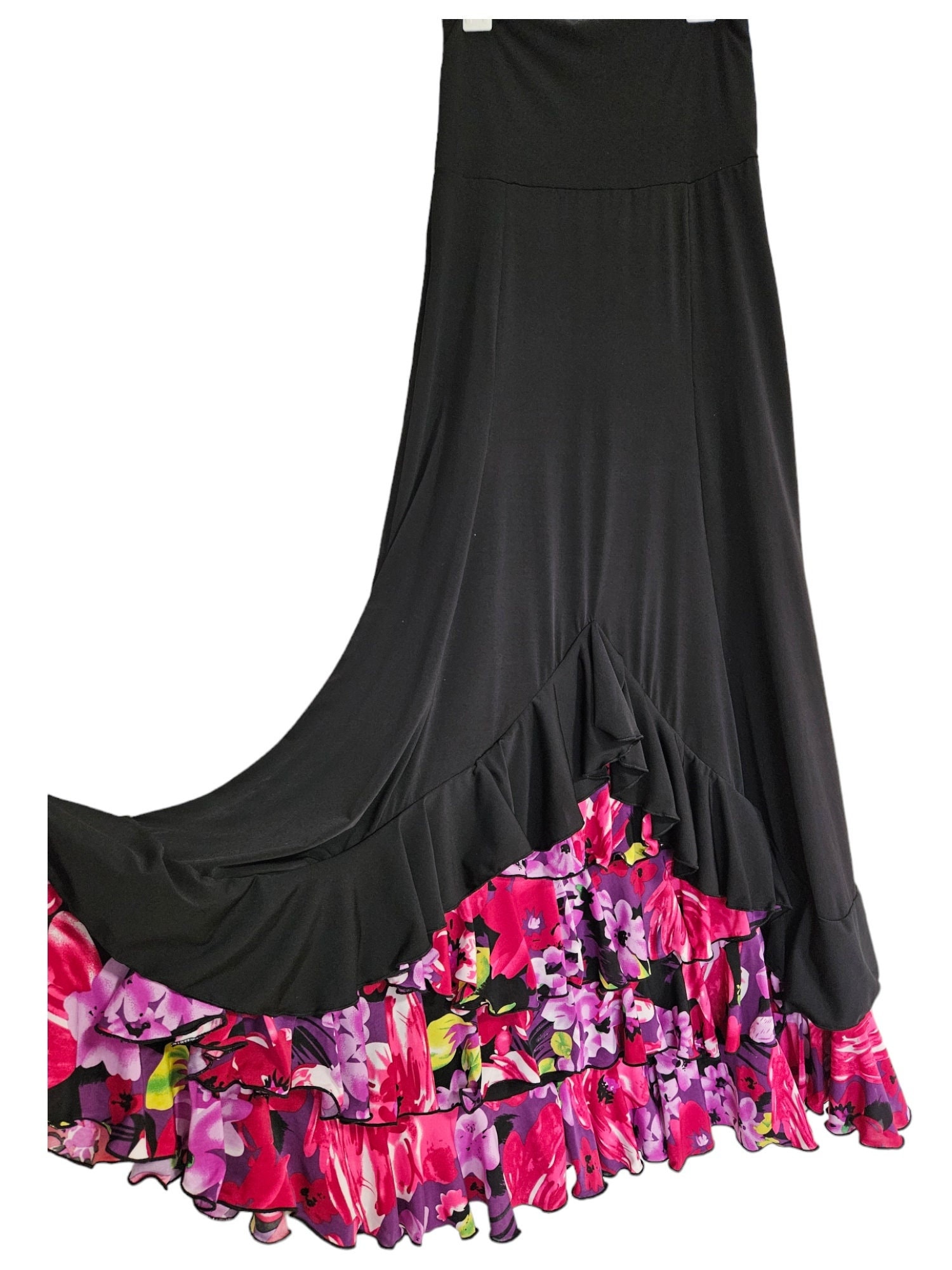 Flamenco Skirt Falda De Flamenco Rehearsal BLACK Floral Ruffles - Etsy