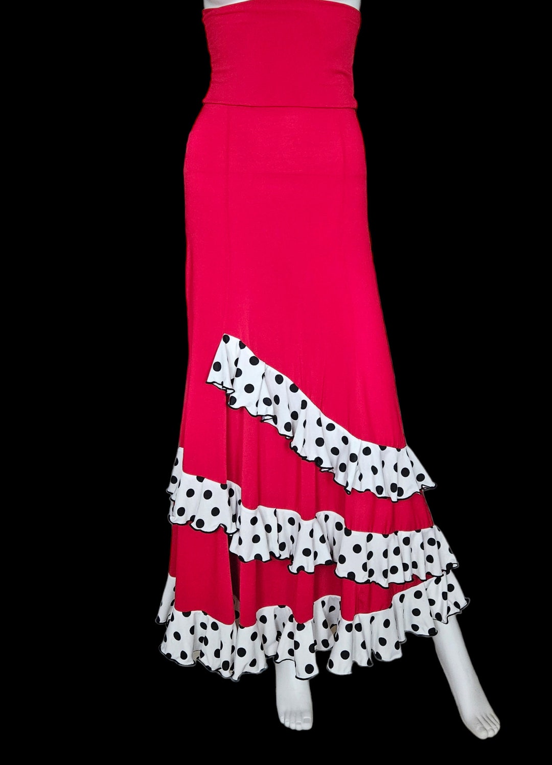 Flamenco Skirt Falda De Flamenco Rehearsal Red Polka Dots Ruffles - Etsy