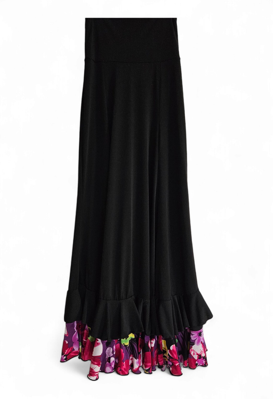 Flamenco Skirt Falda De Flamenco Rehearsal BLACK Floral Ruffles - Etsy