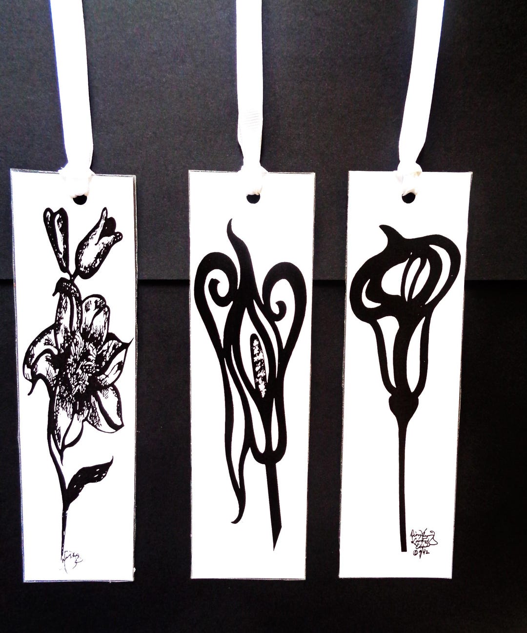 Minimal Bookmarks Featuring Original Floral Designs, Laminated for ...