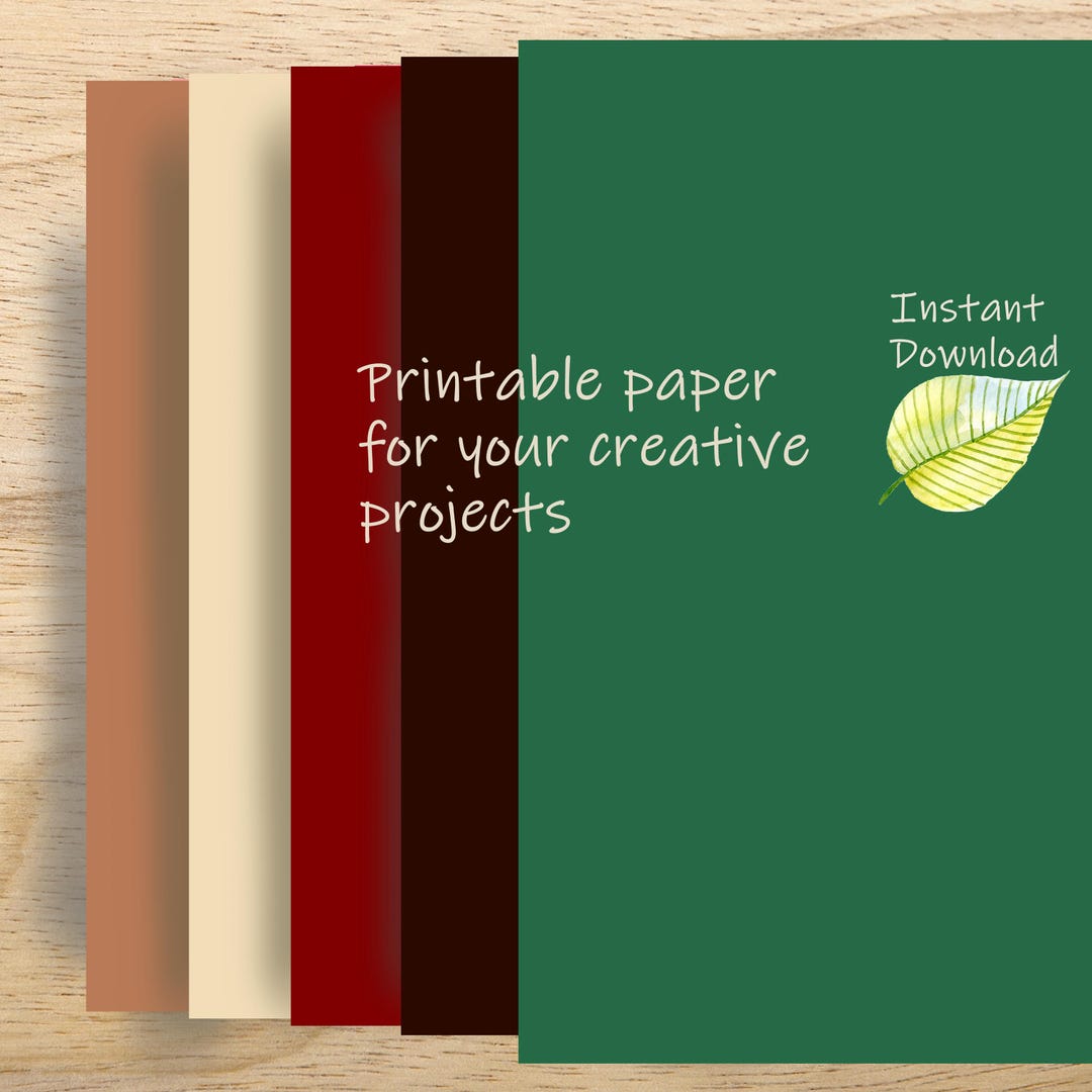 Printable Brown Beige and Green Paper Pack Solid Color for Scrapbook ...