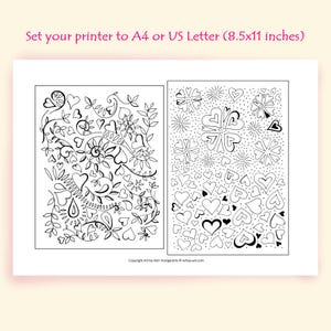 Hearts Doodle Coloring Page: Spring Summer Printable (PDF Download, US ...