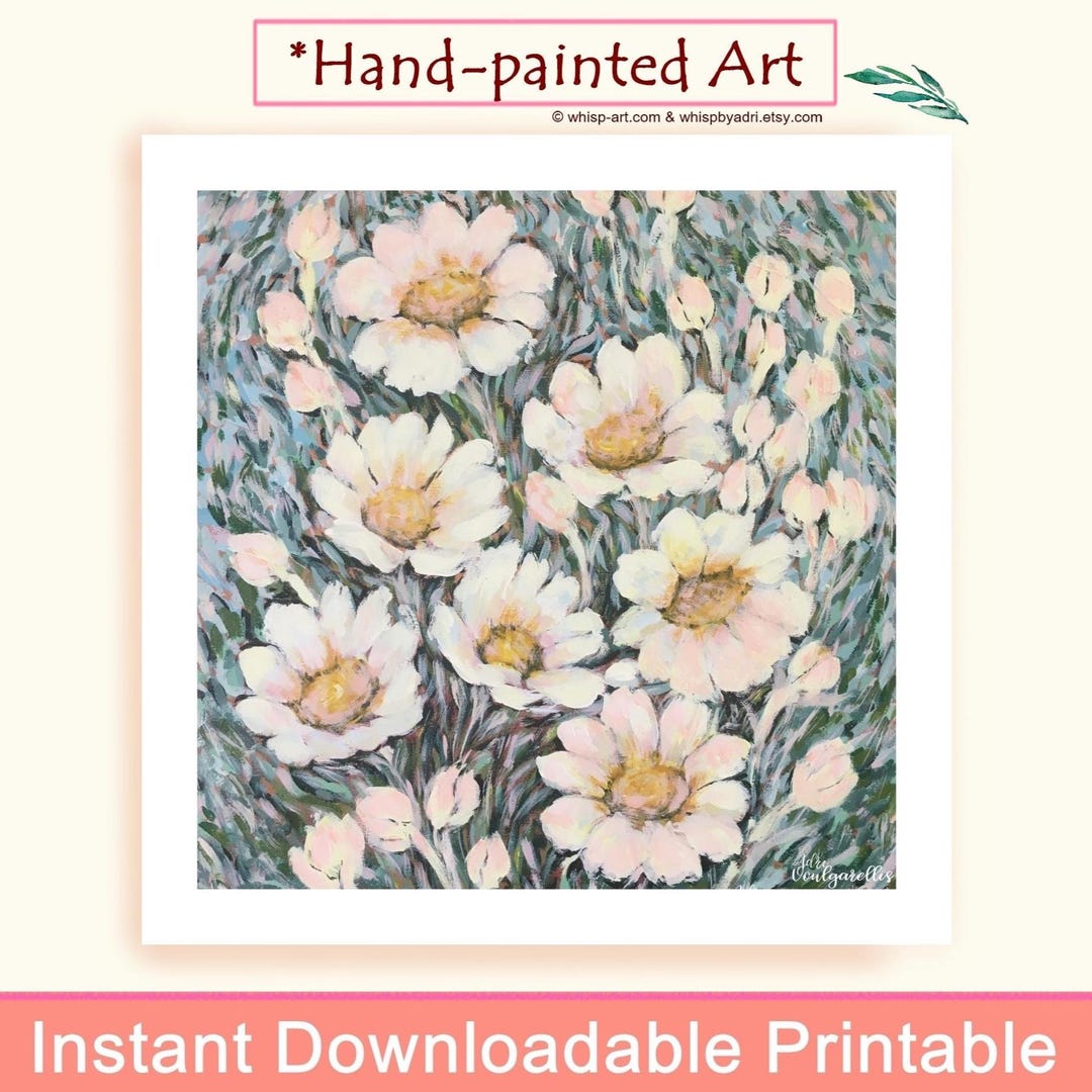 Spring Summer Printable Daisies Acrylic Painting,cozy Wildflower Wall ...