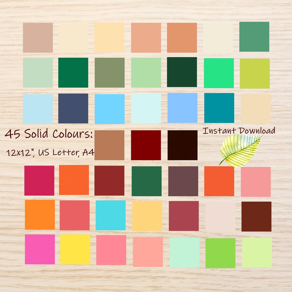 45 Solid Multicolor Printable Paper Pack Bundle for Scrapbook Craft DIY ...