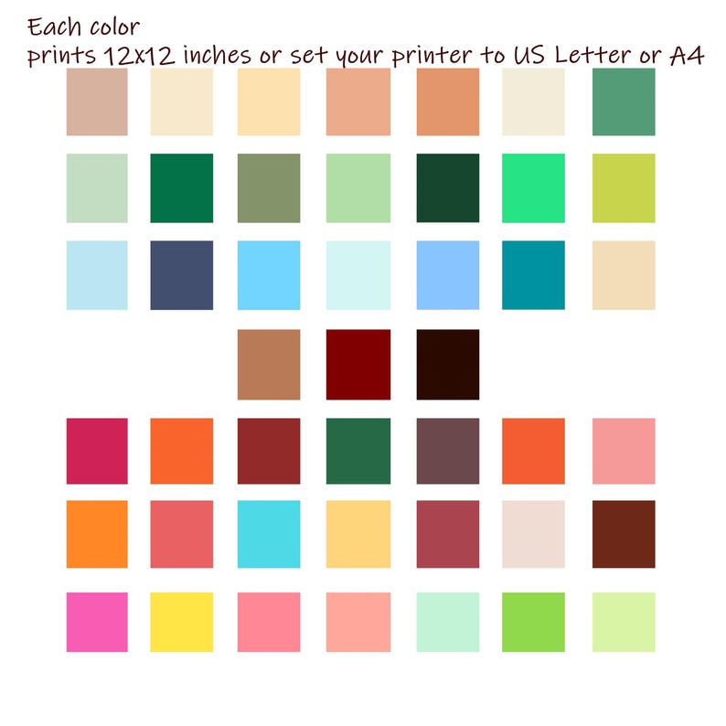 45 Solid Multicolor Printable Paper Pack Bundle for Scrapbook Craft DIY ...