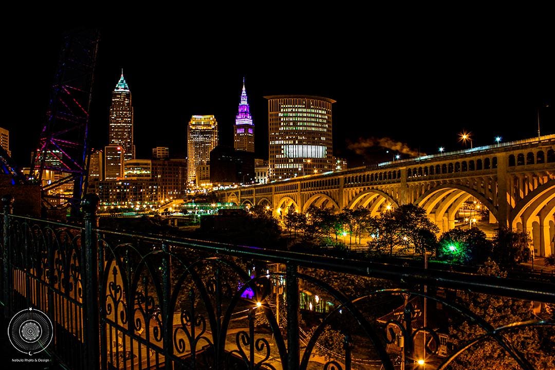 Cleveland Skyline Night Photography Print: Downtown Architecture Wall ...