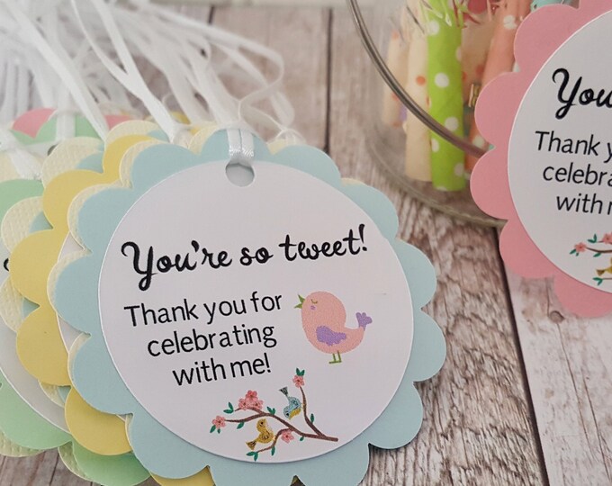 Bird Favor Tags. Set of 12. You're so Tweet. Bird Party Decorations. - Etsy