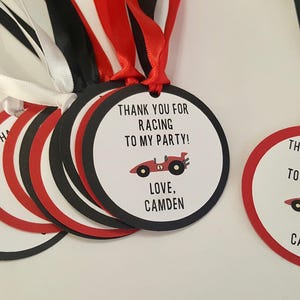 Race Car Favor Tags, Racing Gift Tags, Thank You Tags Race Car Birthday ...