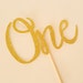Gold Glitter ONE Cake Topper in script font Silver 1st first | Etsy