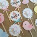 Bird Birdcage Cupcake Toppers BIrdie Happy Birthday pastels | Etsy