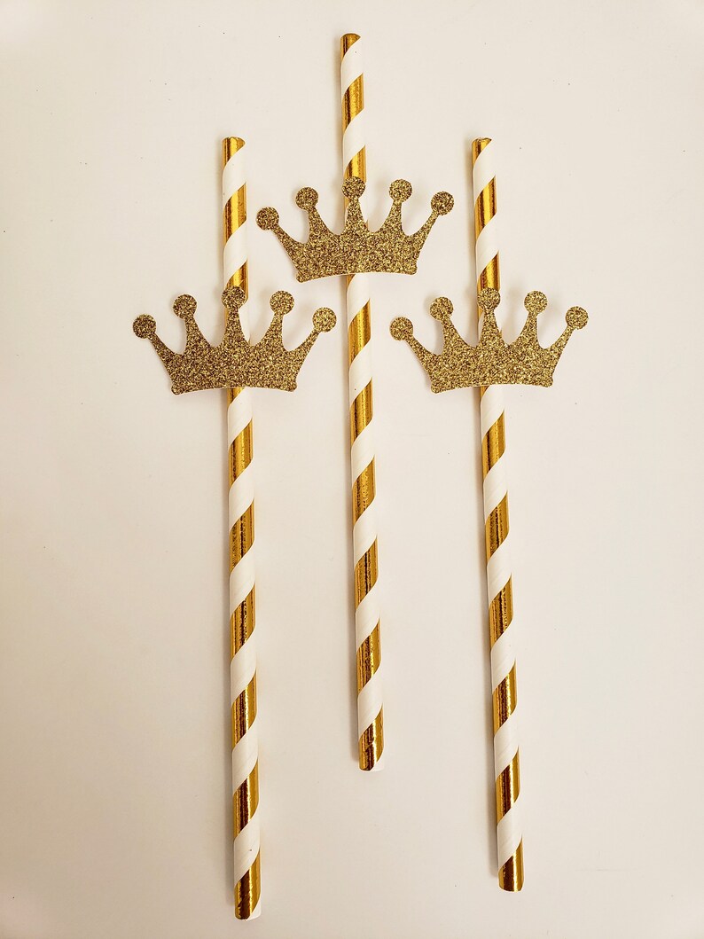 Prince Crown Paper Straws Drinking Straws Tableware Gold - Etsy