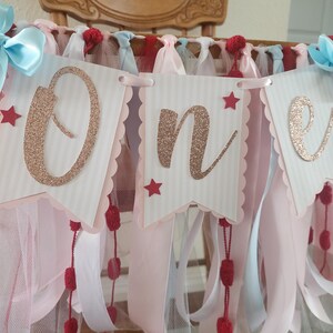 Pink and Blue. Pink Stripes High Chair Banner. Star ONE Banner. Smash ...