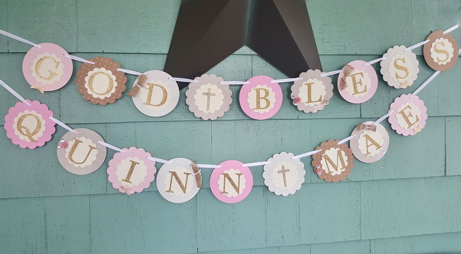 God Bless Banner. Custom Colors. Christening Party - Etsy