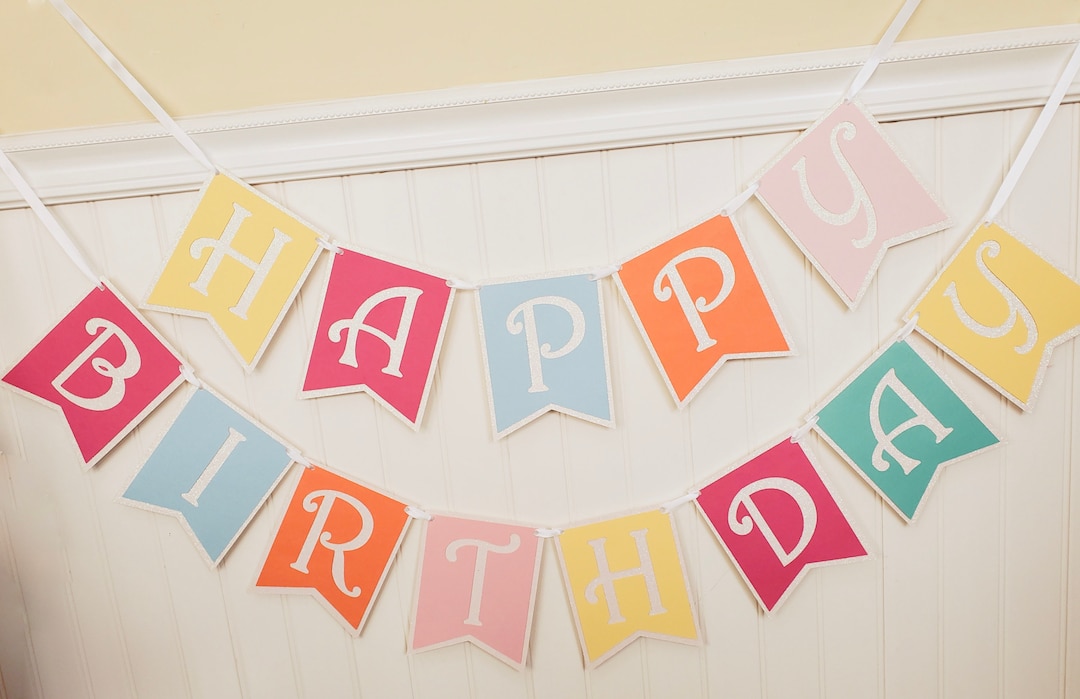 Rainbow Birthday Banner. Rainbow Garland. Bright Colors Rainbow Party ...