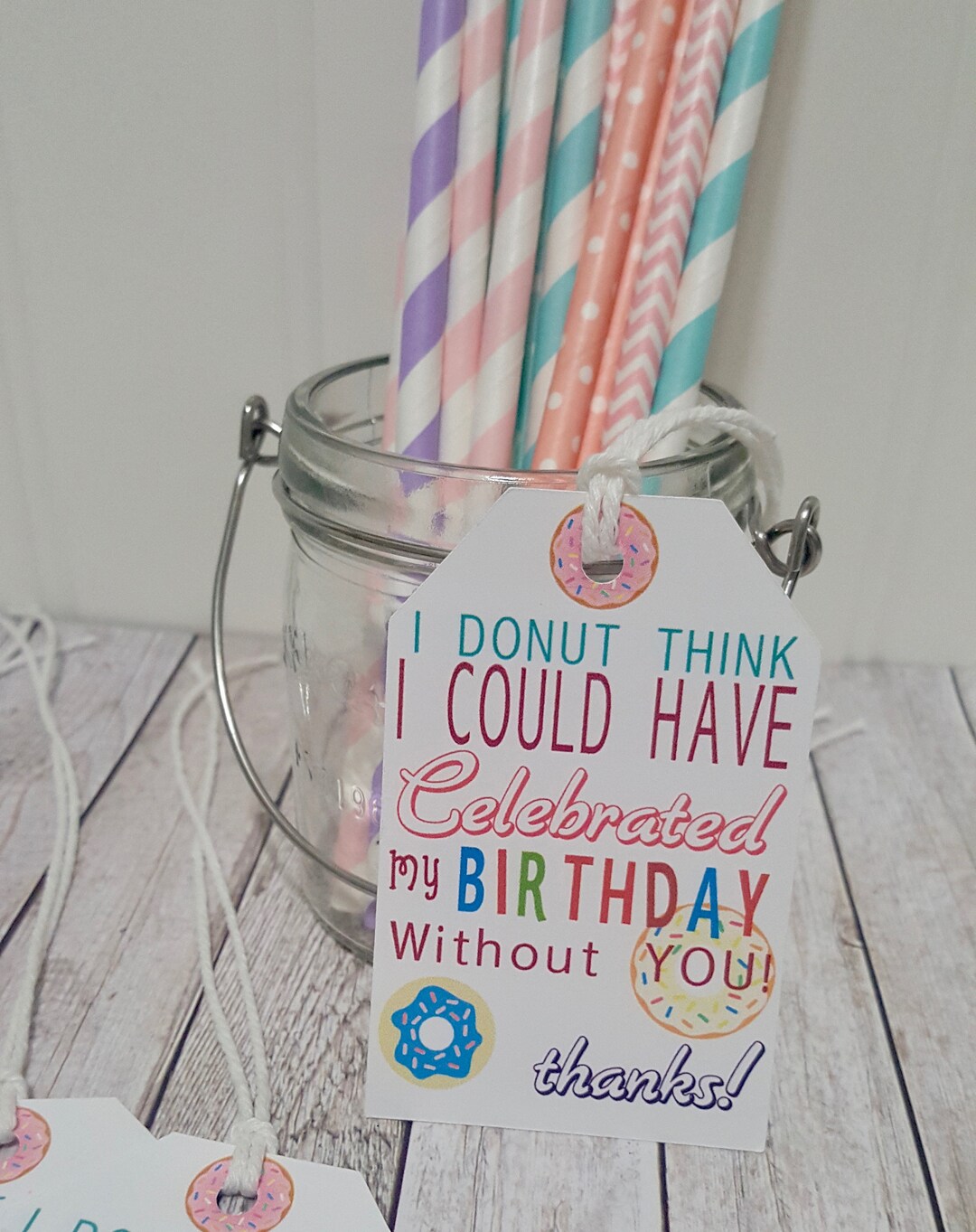 Donut Favor Tags, Donut Birthday Gift Tags, Donut Thank You Tags, 12 ...
