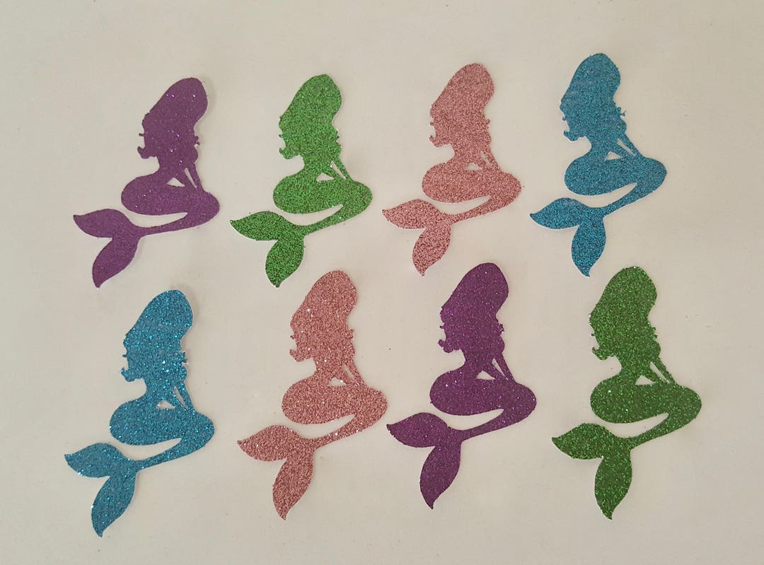 Glitter Mermaid Die Cuts Cut Outs Count of 36 Multi-color Confetti ...
