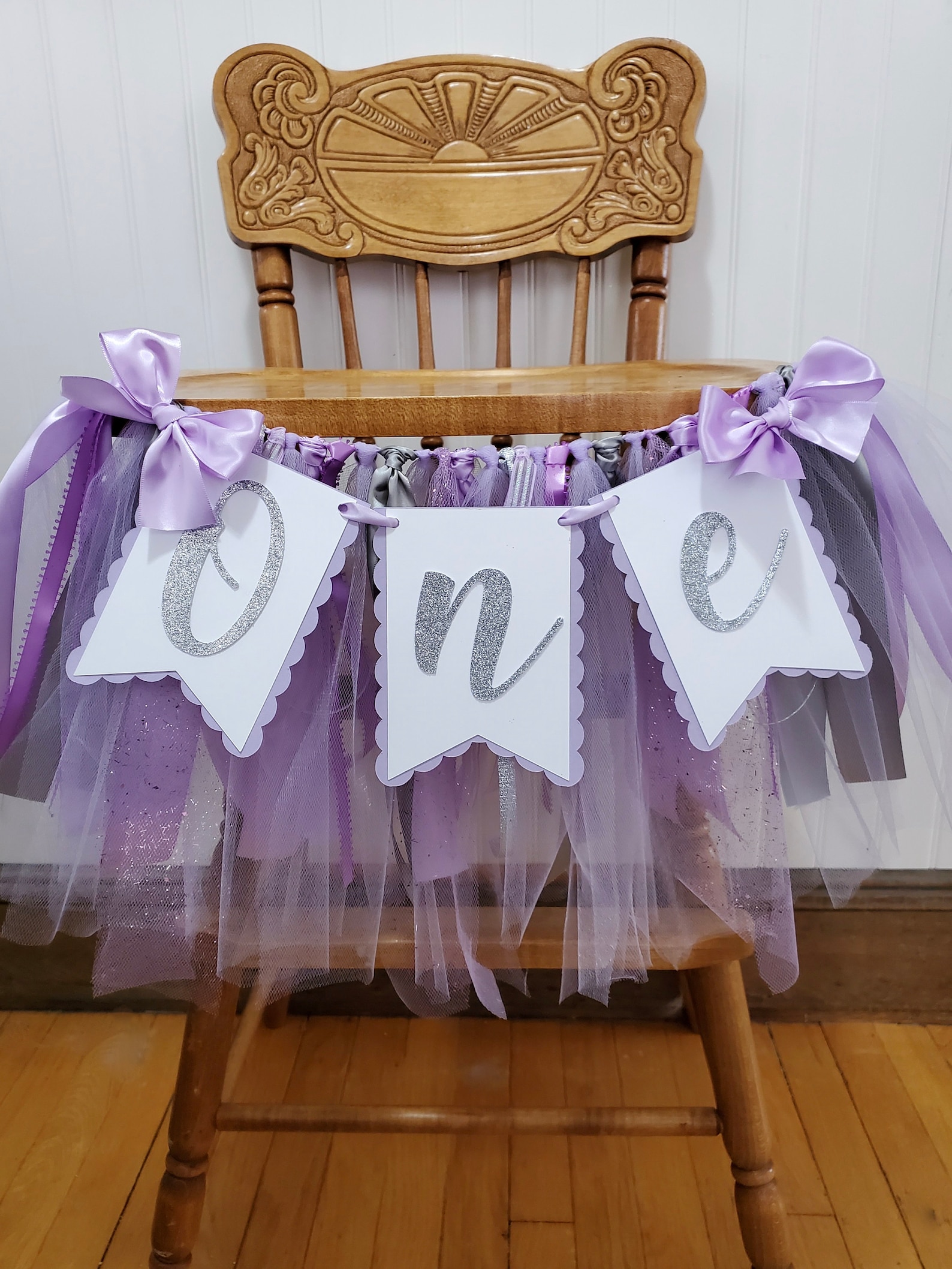 Lavender and Silver High Chair Banner. ONE Banner. First | Etsy
