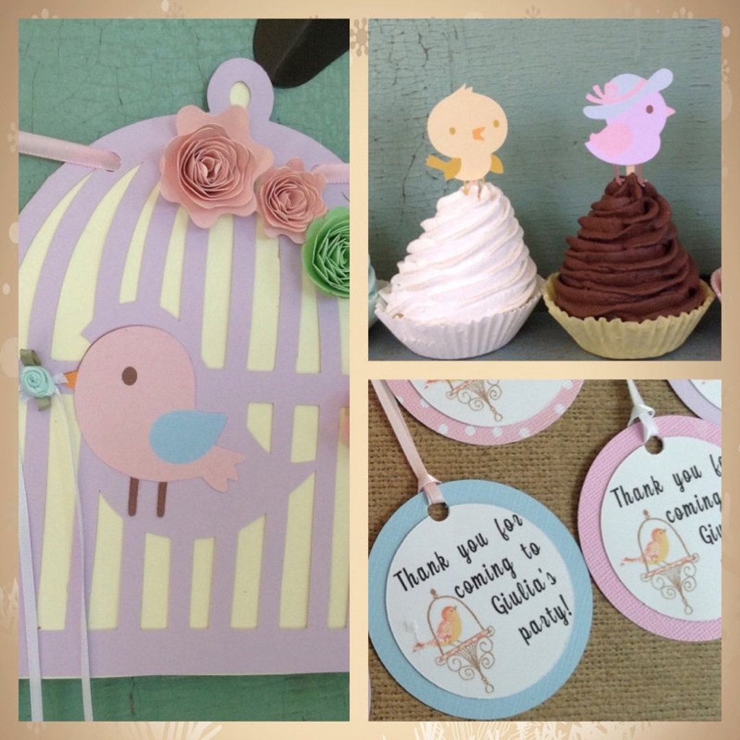 Bird Birthday Party Set, Birdy Banner, Birdcage Party Theme, Total ...