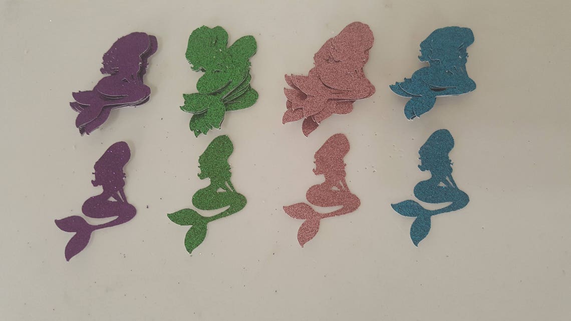 Glitter Mermaid Die Cuts Cut Outs Count of 36 Multi-color | Etsy