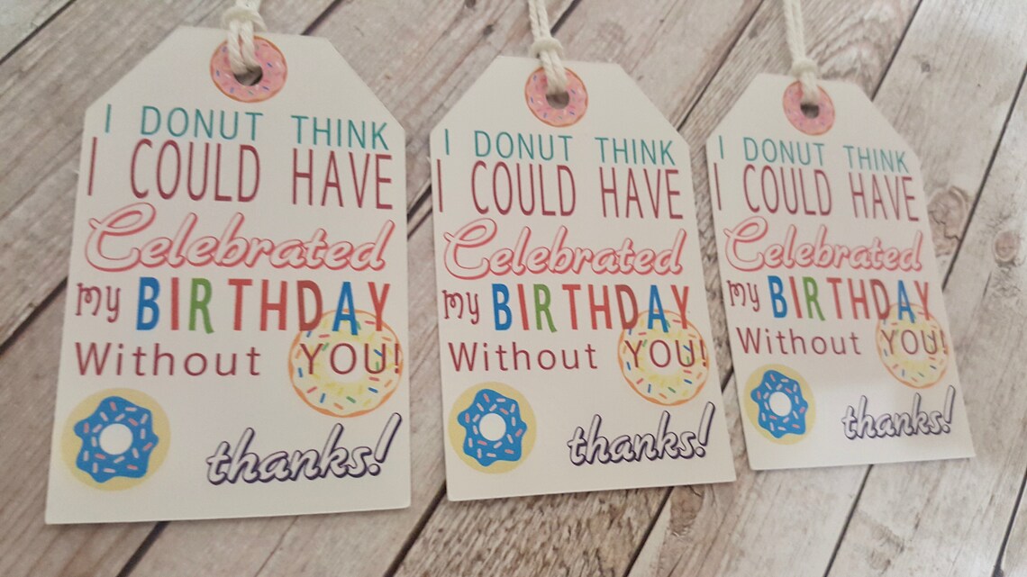 Donut Favor Tags Donut Birthday Gift Tags Donut Thank You - Etsy