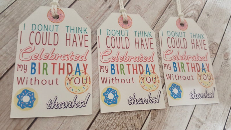 Donut Favor Tags Donut Birthday Gift Tags Donut Thank You - Etsy