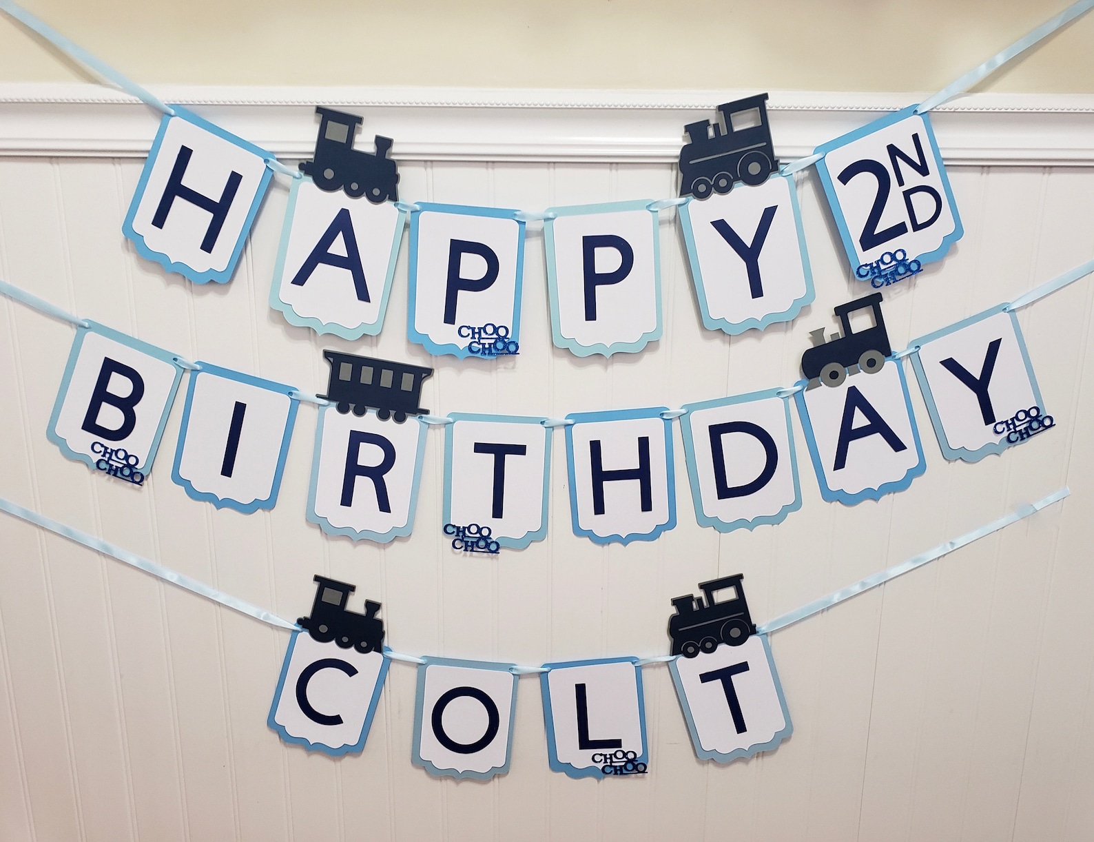 Train Birthday Banner. Train Party Theme. Happy Birthday Banner With ...