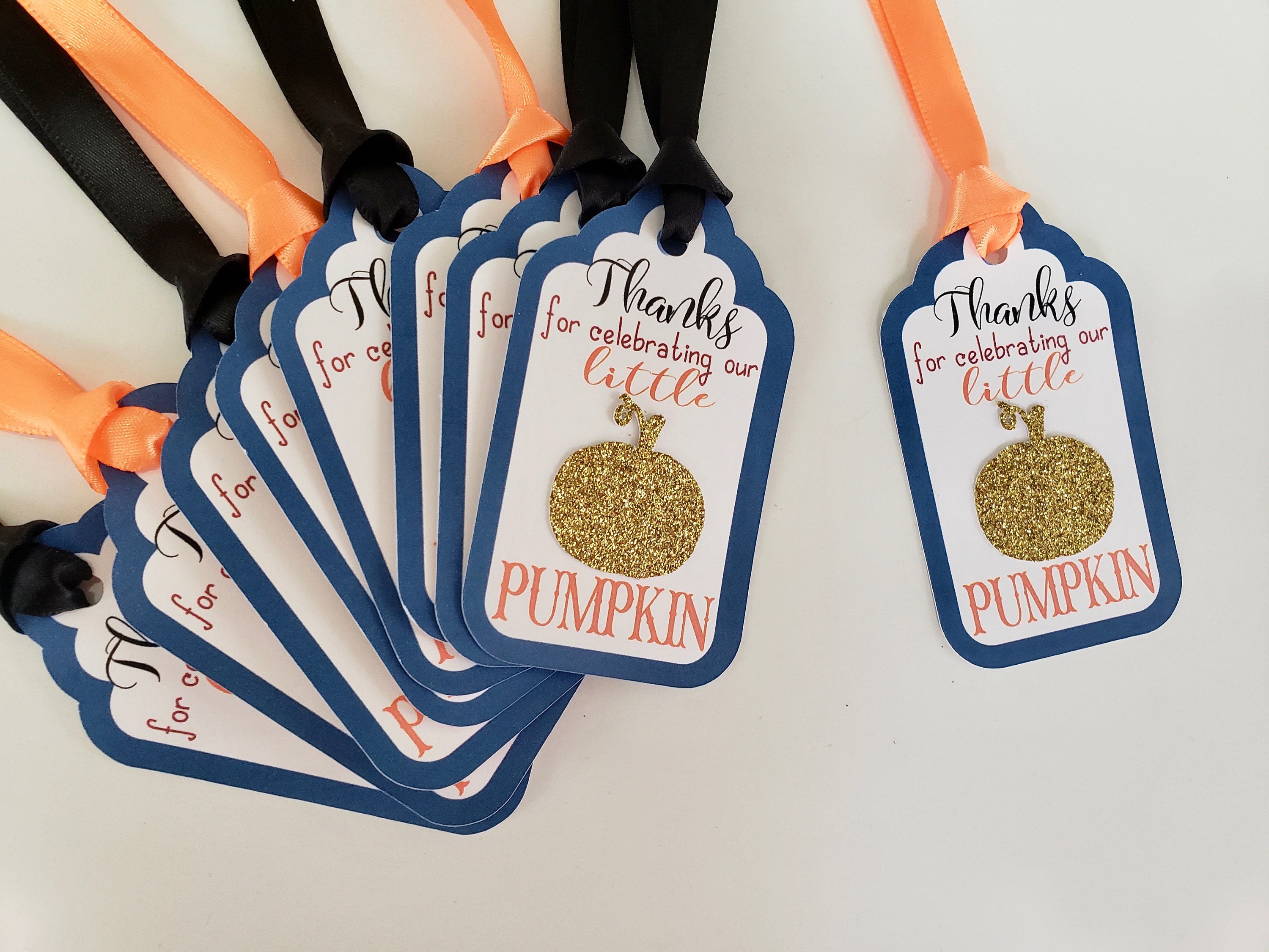 Baby Shower Pumpkin Tags Set of 12 Boy Pumpkin Party Thank | Etsy
