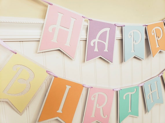 Pastel Birthday Banner. Rainbow Garland. Pastel Rainbow Party - Etsy