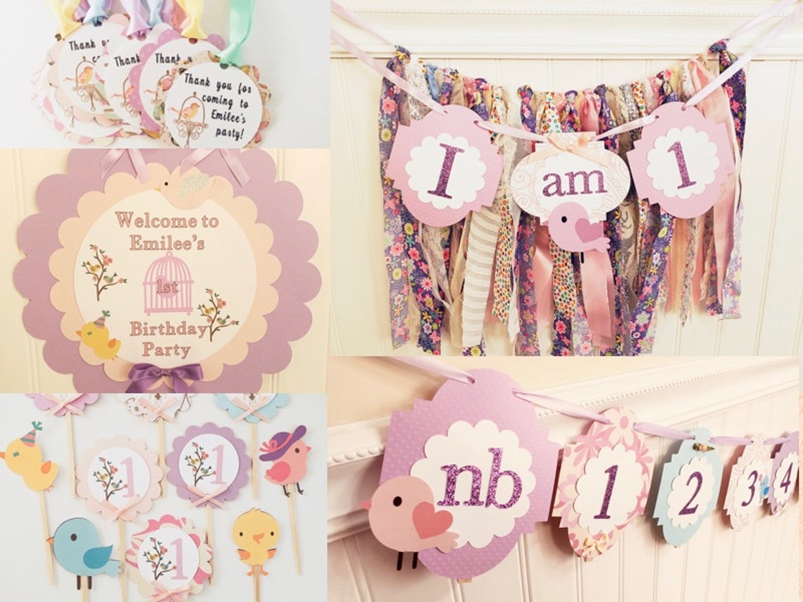 Bird Birthday Party Set Birdy Banner Birdcage Party Theme - Etsy