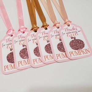 Little Pumpkin Favor Tags, Set of 12, Lil Pumpkin Party Decorations ...