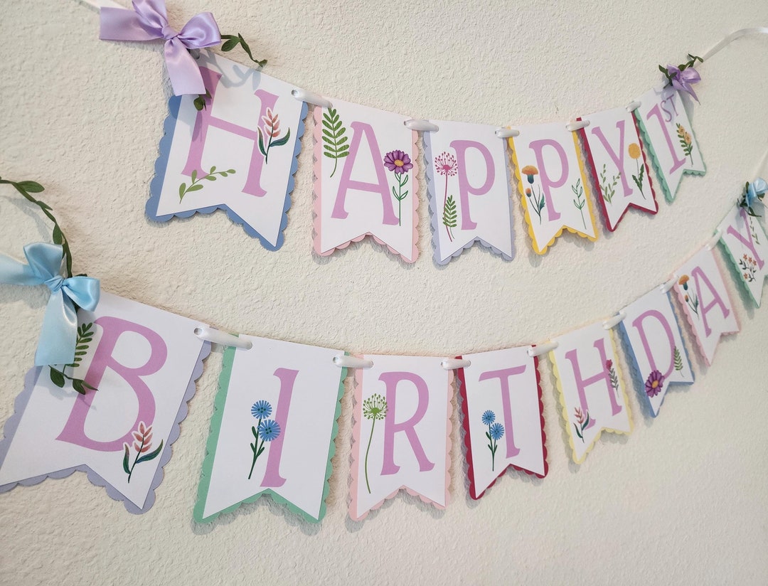 Wildflower Birthday Banner. Wild One Happy Birthday Garland. Wild ...