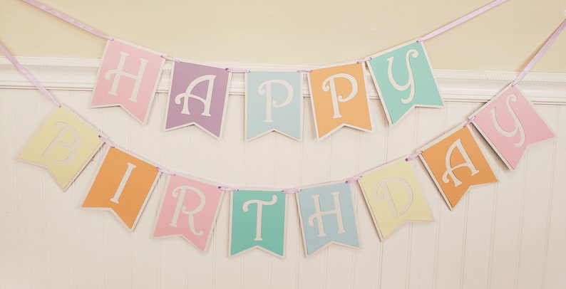 Pastel Birthday Banner. Rainbow Garland. Pastel Rainbow Party - Etsy
