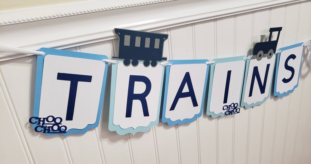 Trains and Tiaras Banner. Train & Tiara Party Theme. Boy and Girl ...
