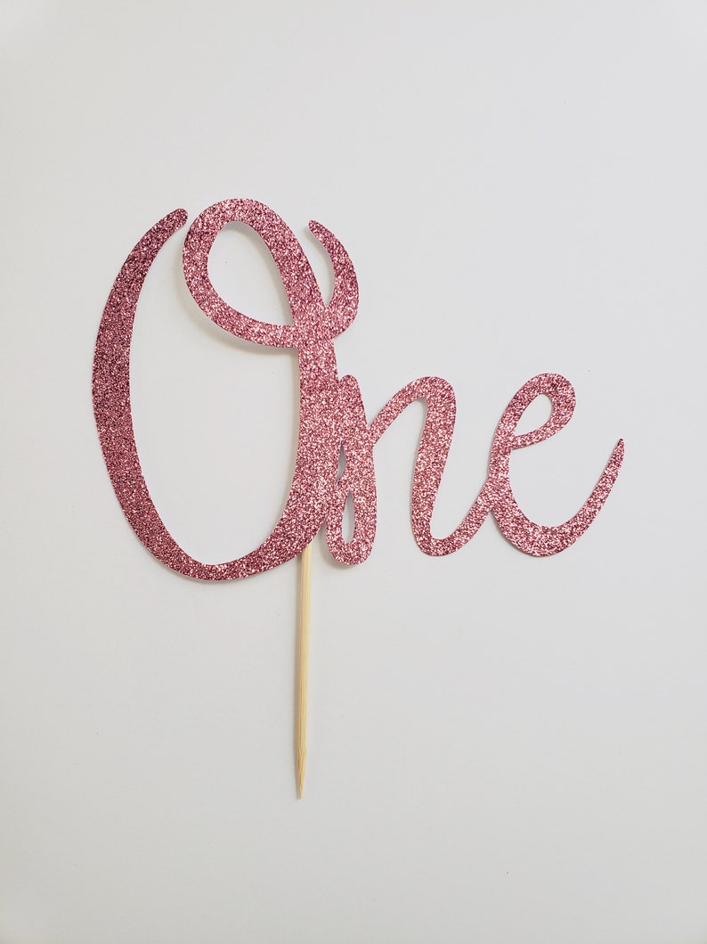 Gold Glitter ONE Cake Topper in Script Font Silver 1st First - Etsy