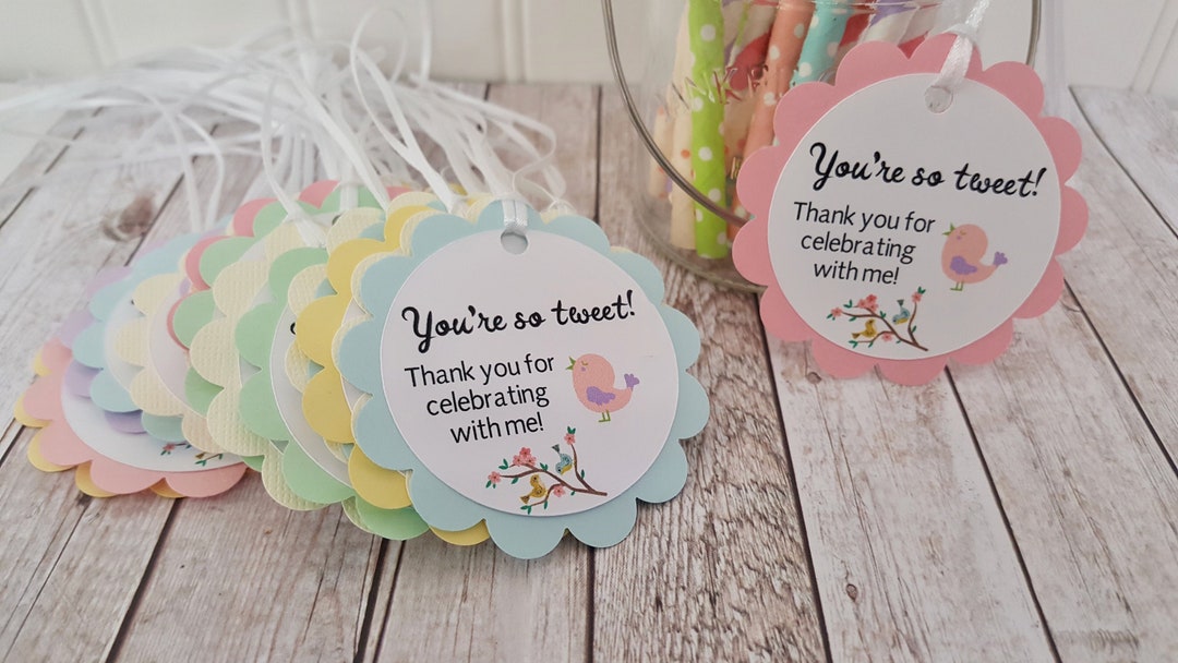 Bird Favor Tags. Set of 12. You're so Tweet. Bird Party Decorations. - Etsy