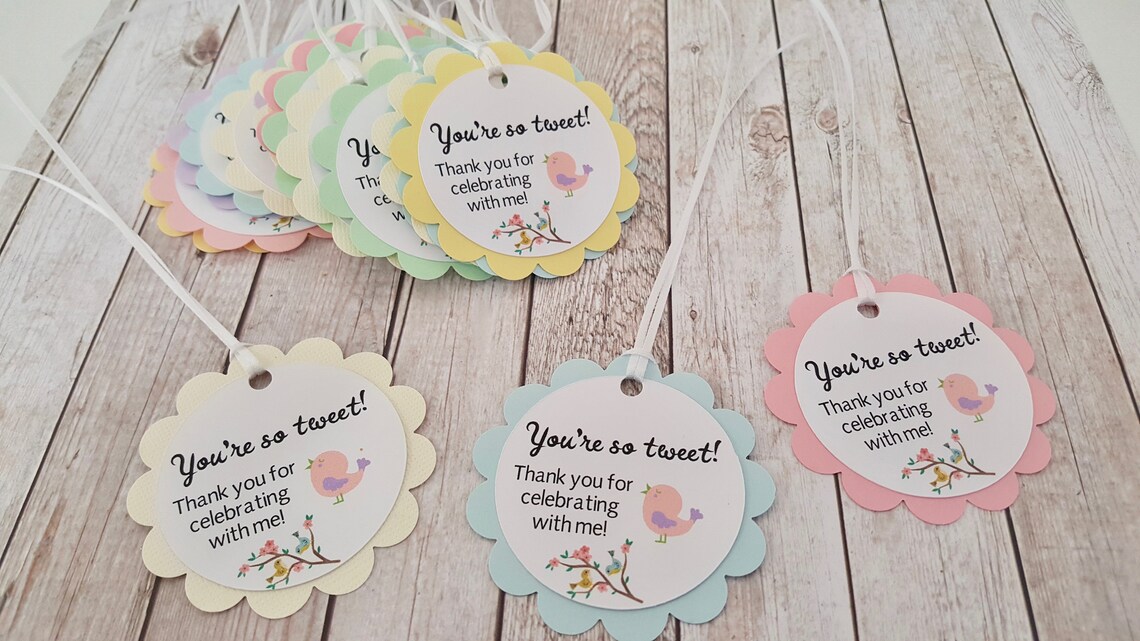 Bird Favor Tags. Set of 12. You're so Tweet. Bird Party - Etsy