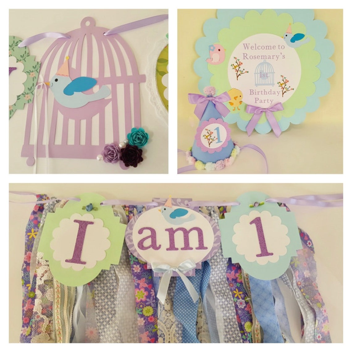 Bird Birthday Party Set Birdy Banner Birdcage Party Theme | Etsy