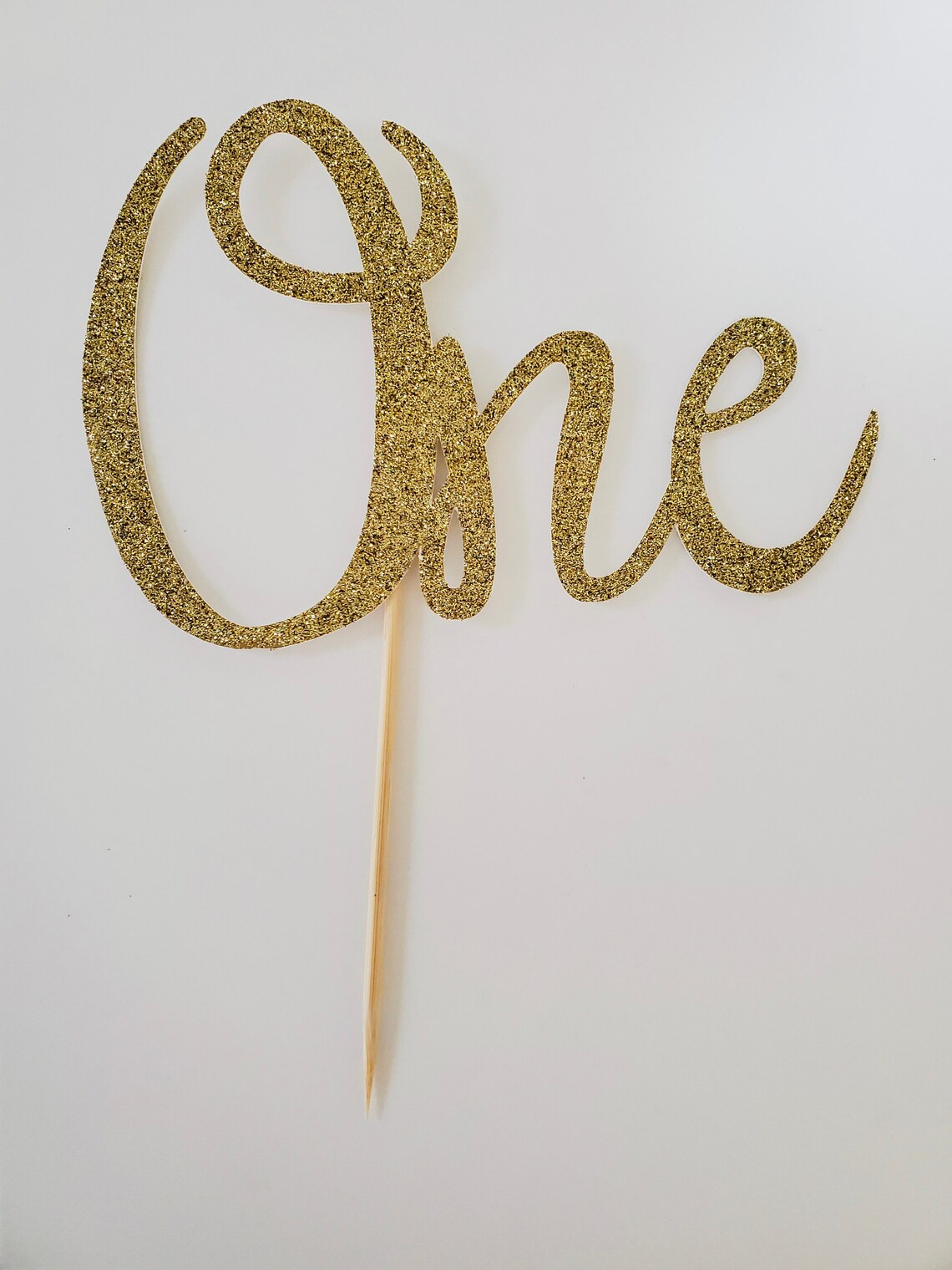 Gold Glitter ONE Cake Topper in Script Font Silver 1st First - Etsy